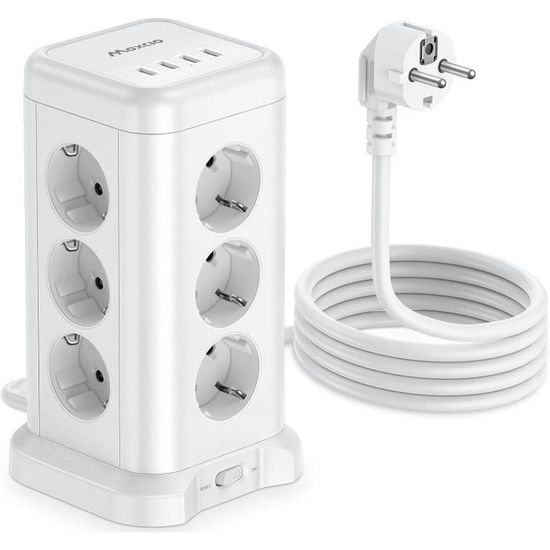Tour Multiprise Avec 12 Prises, Maxcio Multiprise Électrique Avec 4 ...