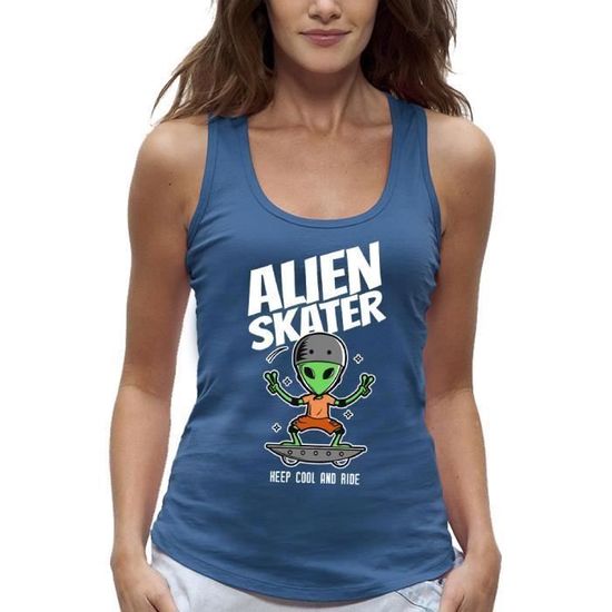 Débardeur ALIEN SKATER - Alien sur un skateboard - PIXEL EVOLUTION ...