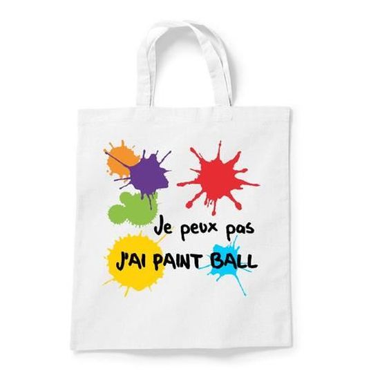 Sac tote bag toile blanc je peux pas jai paint ball - Cdiscount ...