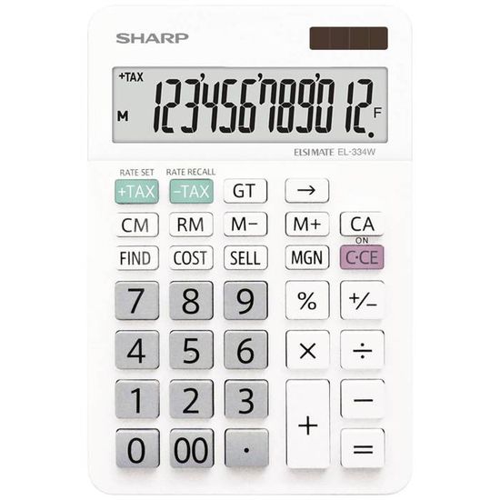 Sharp EL-334W Calculatrice de bureau blanc Ecran: 12 à pile(s), solaire ...