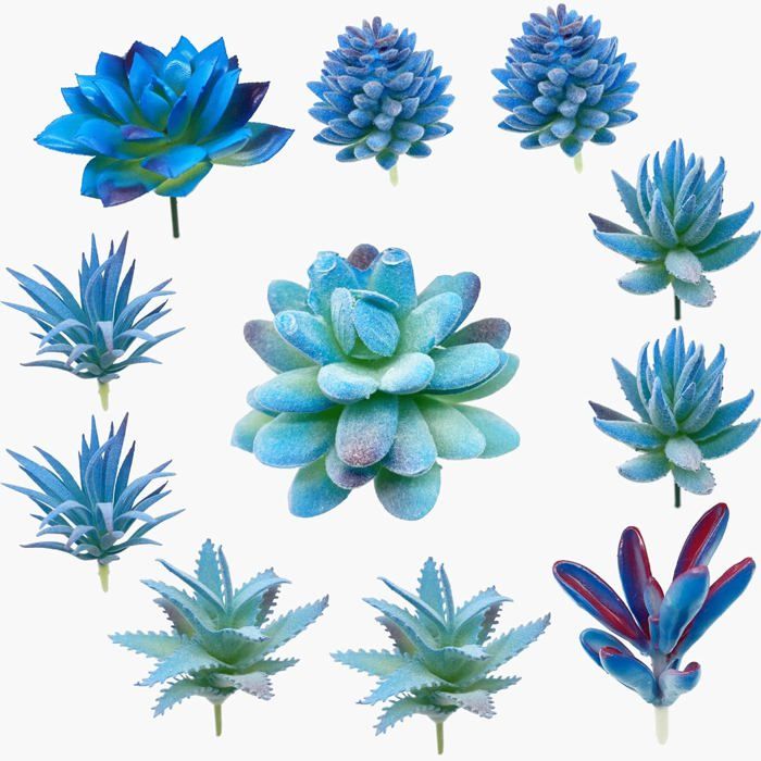 11 PCS Artificielles Plantes Succulentes Bleu Faux Fleur Succulentes ...