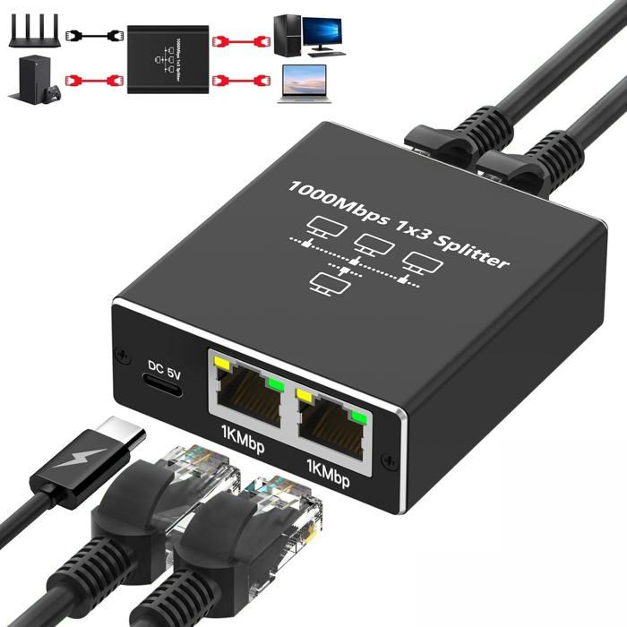 Switch Ethernet 1 À 3 Switch Rj45 1000 Mbps Multipr Rj45 Switch ...