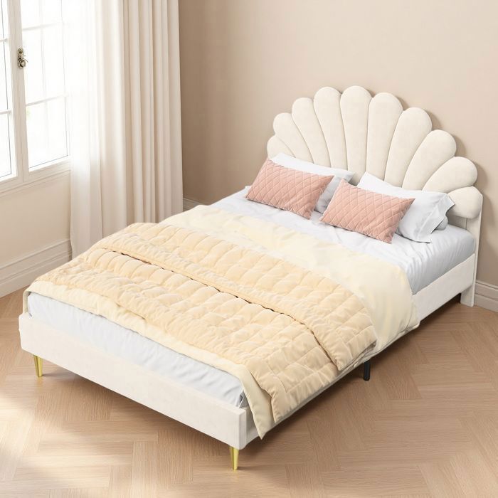 Lit double 140x200 cm - LUMINARIX -lit adulte capitonné - tête de lit ...