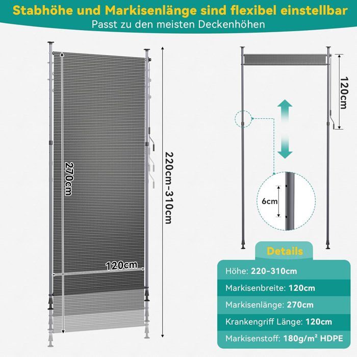 Store vertical enrouleur extérieur,Brise-Vue,Protection Solaire,pour ...