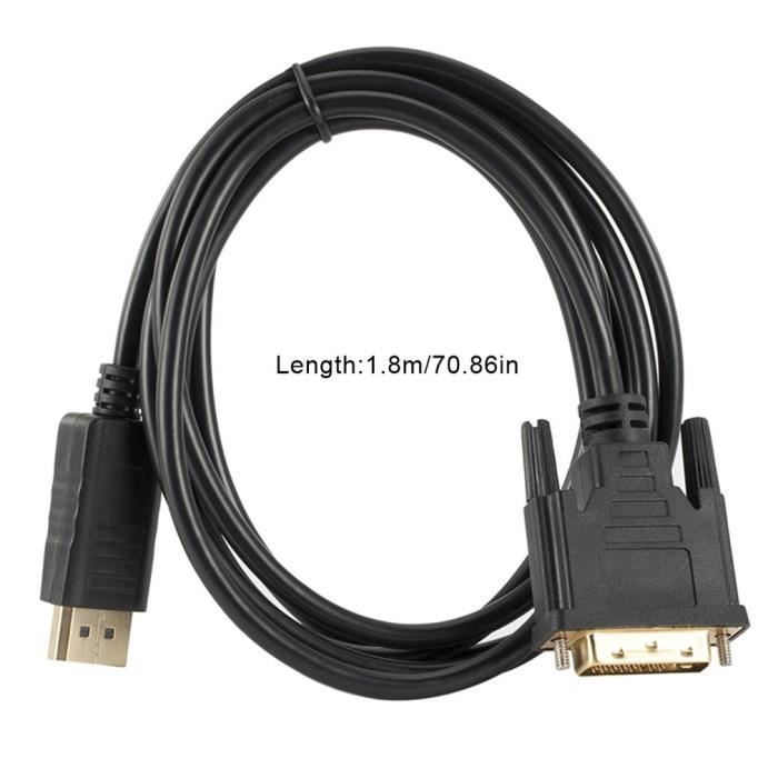 Black 1,8m Câble adaptateur DP vers DVI 1.8m, Displayport vers DVI 24 ...