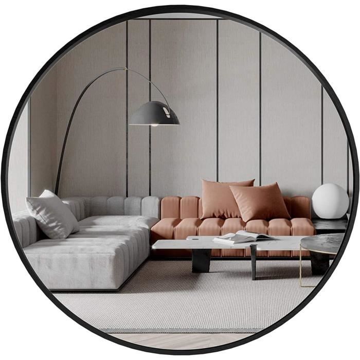 DHWH Miroir de Salle de Bain Rond Mural,Miroir de Maquillage, Noir ...