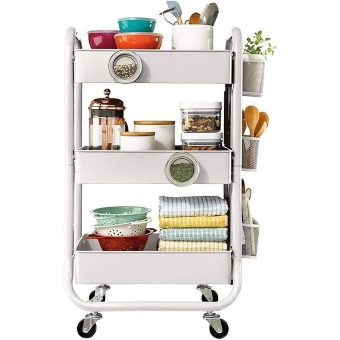 Chariot Roulant Chariot De Rangement Chariot À Roulettes En Métal À 3 ...