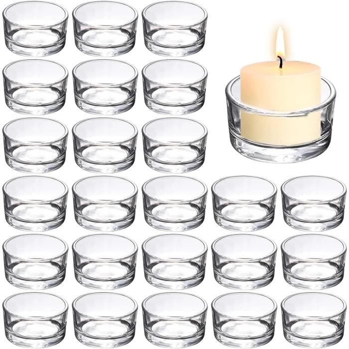 Lot De 24 Verres À Bougie Chauffe-Plat, Photophore 4,5 Cm, Bougeoir En ...