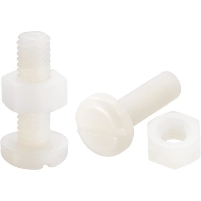 20 Paires Nylon Vis Écrou Assortiment, M6X20Mm Fente Tête Cylindrique ...