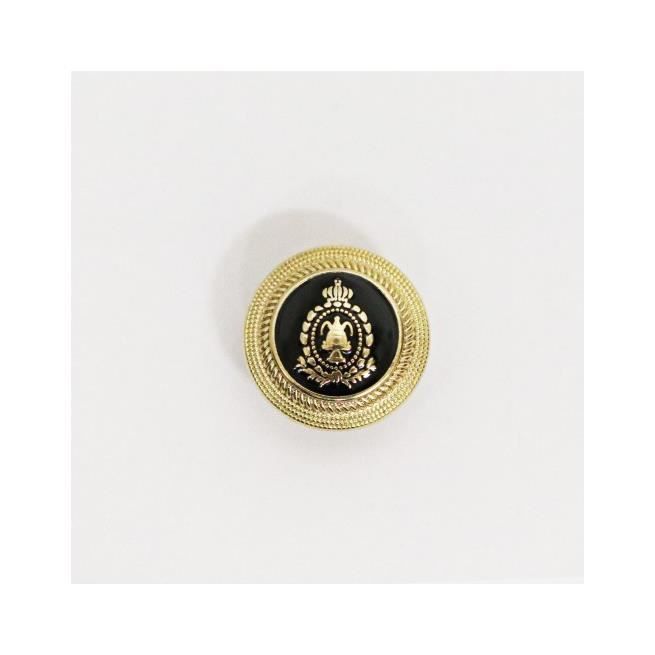 Bouton rond a queue blason avec email - 22 et 20 mm - doré et noir - vendu par lot de 10 boutons ...
