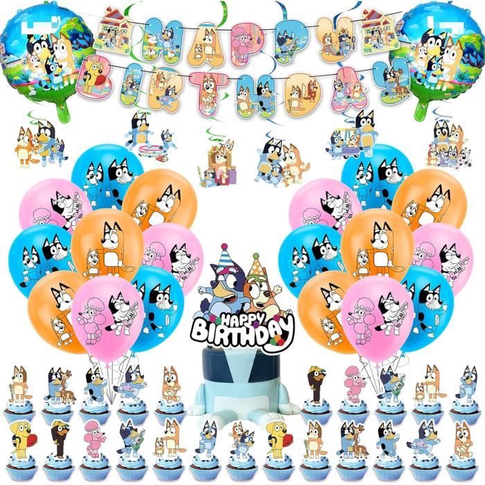 53Pcs Bluey Décorations De Fête D'Anniversaire-3 Ballons En Aluminium ...