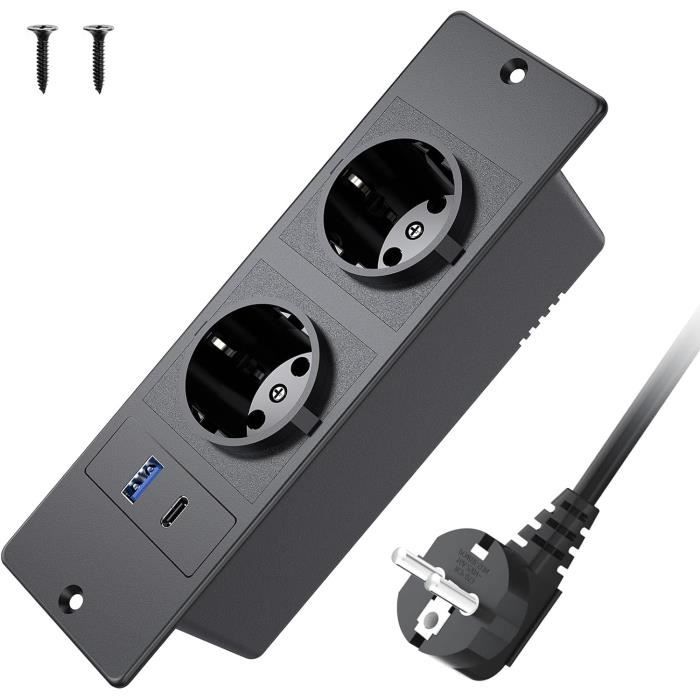 Prise De Table Avec Usb C Pd 20W, Prise Encastrée 2 Prises Avec Usb A ...
