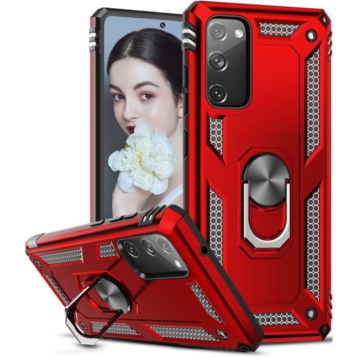Coque Samsung Galaxy S20 FE 5G-4G avec [2 Verre Trempé], Anneau Support Militaire Anti-Chute ...