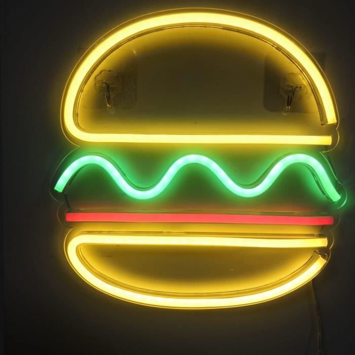 Burger - Lumière Néon Led - Panneau Lumineux Usb - Pour Hamburger ...