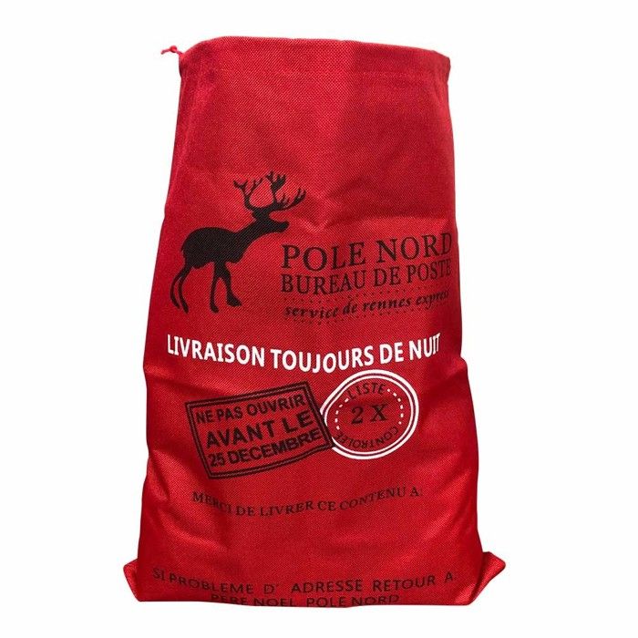 Hotte du Père Noël effet toile de jute rouge - Cdiscount Maison
