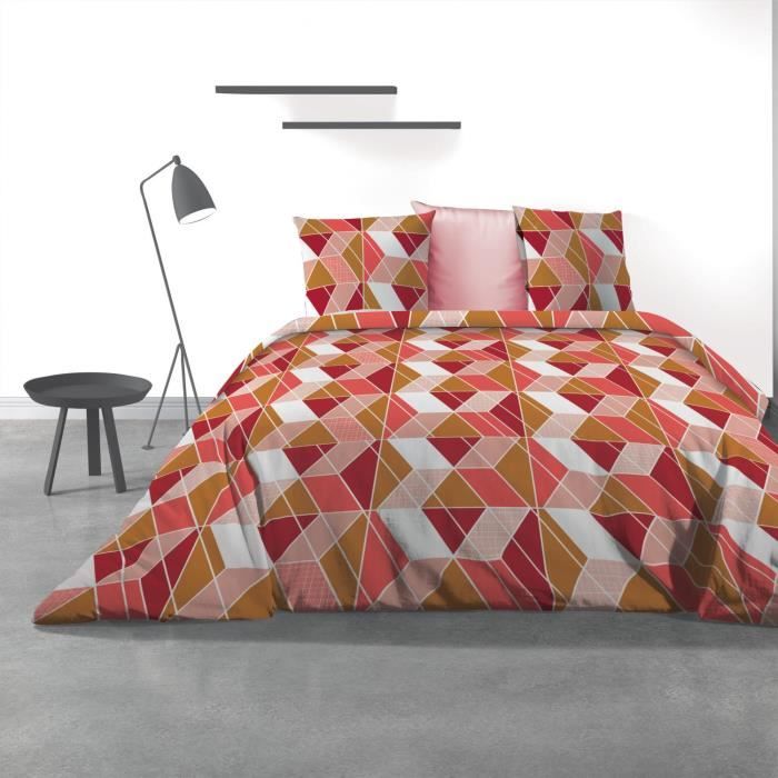 Housse de couette 220x240 cm + 2 taies d'oreiller 100% coton Trysi ...