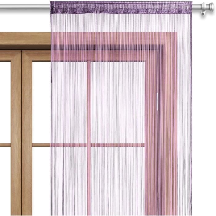 Rideau À Fils Rideau De Porte Fils 90X245 Cm Violet - Passage De ...