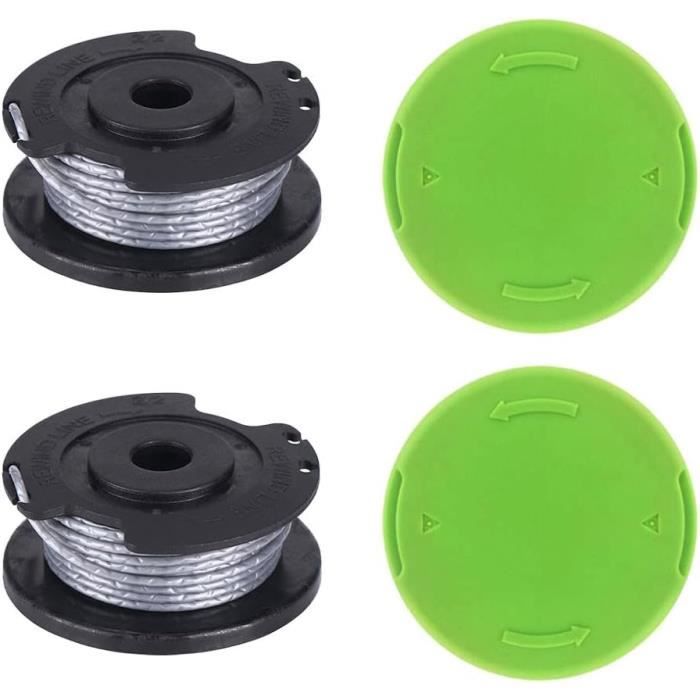 Ligne et couvercle pour débroussailleuse, 2 bobines + 2 capuchons pour débroussailleuse ...