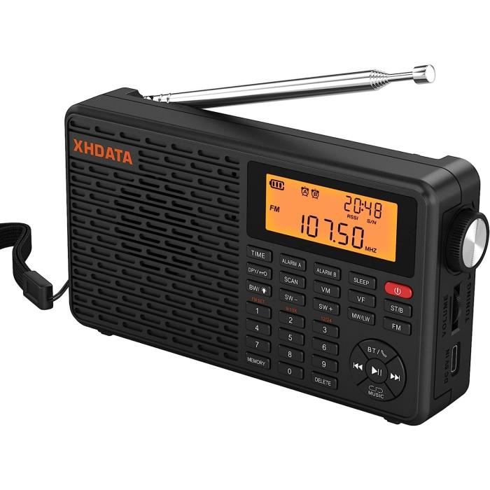 XHDATA D109 Radio Portable Poste Vintage Radio Bluetooth FM-AM (MW)-SW ...