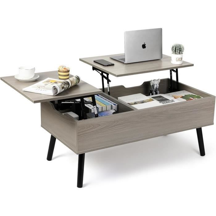 VOWNER Table Basse, Table Basse Réglable en Hauteur, Pull-Out, Table ...