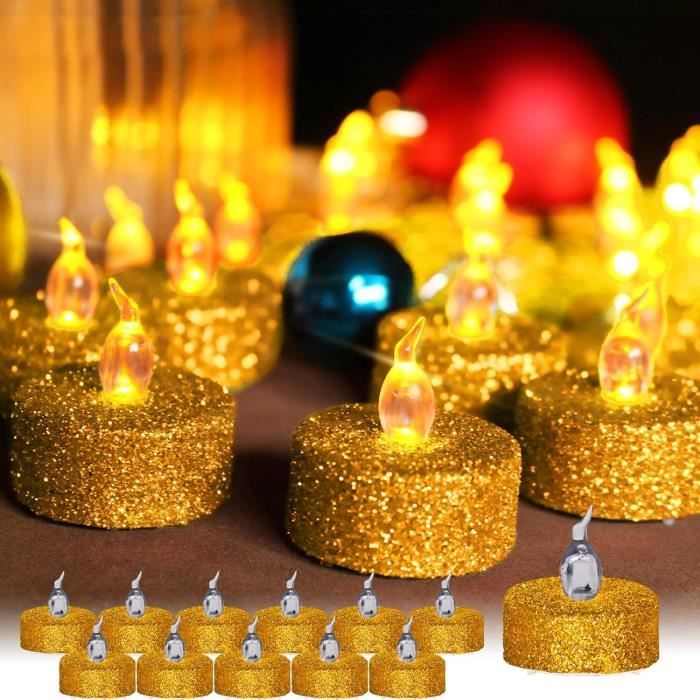 Lot De 12 Bougies Chauffe-Plat Led Vacillantes - Bougies Chauffe-Plat ...