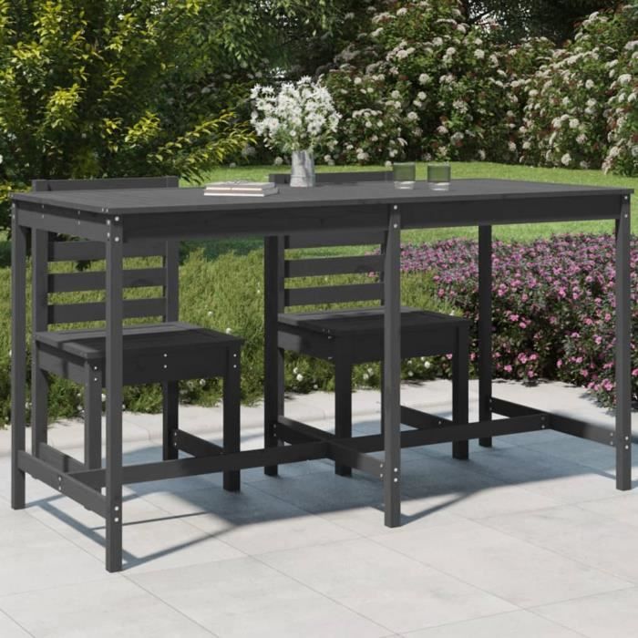 "Promo"Table Extérieure LMT - Table de jardin gris 203,5x90x110 cm bois massif de pin 24,9Kg ...