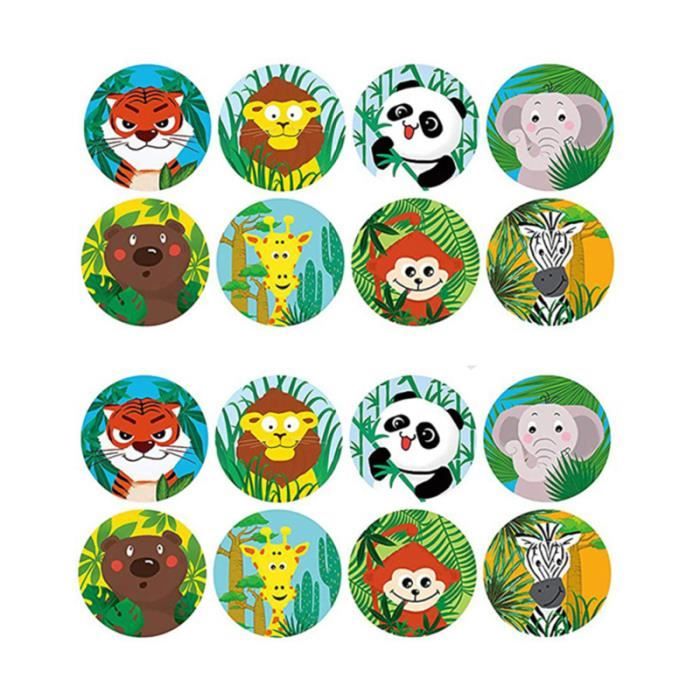 2 rouleaux autocollants animaux bricolage étiquette ronde adhésive ...