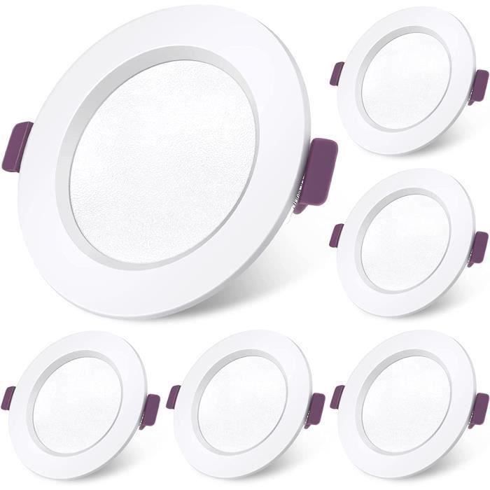 HQ17861-Lot de 6 spots LED encastrables ultra plats 9 W IP44 étanches - Blanc chaud 3000 K 500 ...