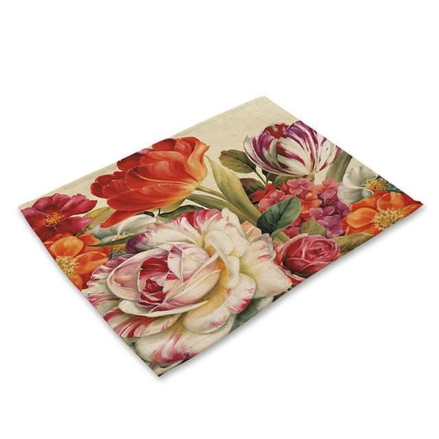 Tapis de plateau,1--Napperon De Cuisine En Lin Et Coton À Fleurs De ...