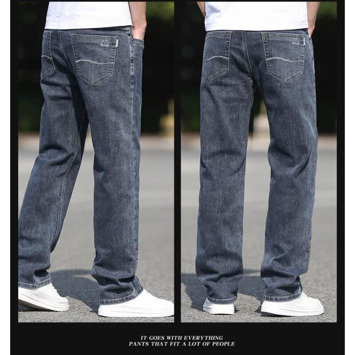 Jeans Homme Regular Droite Grande Taille Casual Jean Stretch 5 Poches ...