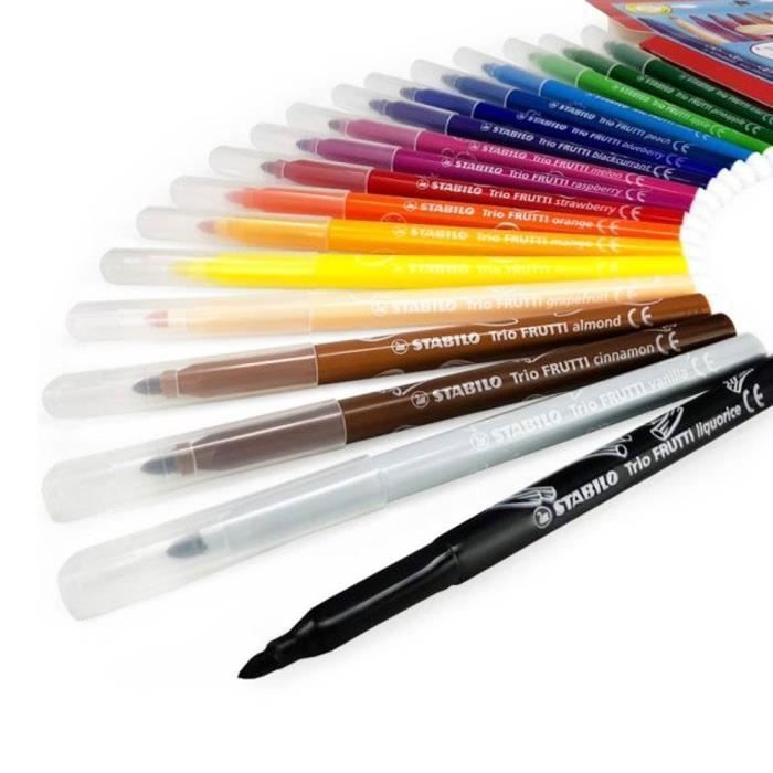 Feutres STABILO Trio A-Z - 15 couleurs + 3 fluo - Pointe moyenne ...
