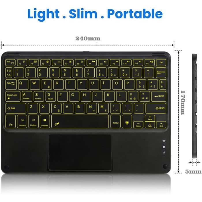 Clavier K08 Avec Pavé Tactile 7 Couleurs Rétro-Éclairé Qwerty Italien ...