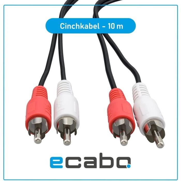 Câble Rca ,2 Cinch Sur 2 Cinch,10M U2013 Fiche Cinch Rca(Rouge-Blanc)À La Fiche Cinch Rca(Rouge ...