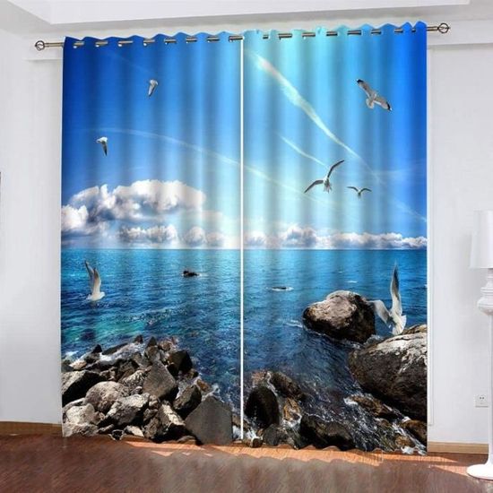Rideau Salon Occultant Thermiques Imprimé Paysage De Mer De Récif 3D ...