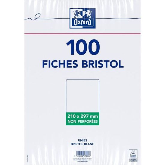 100 Fiches Bristol Blanches A4 (21 x 29,7 A375 - Cdiscount Beaux-Arts ...