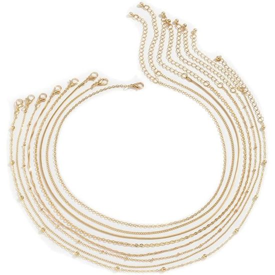 Collier Multicouche Femme, Collier Femme Ras de Cou Plaqué Or ...