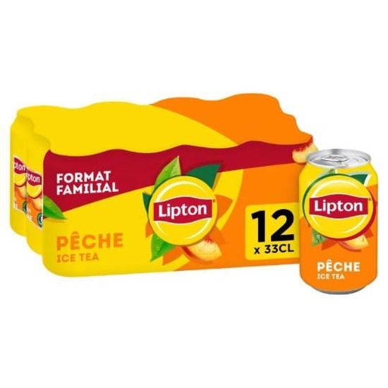 LOT DE 2 - LIPTON - Ice Tea Boisson au thé pêche - pack de 12 canettes ...