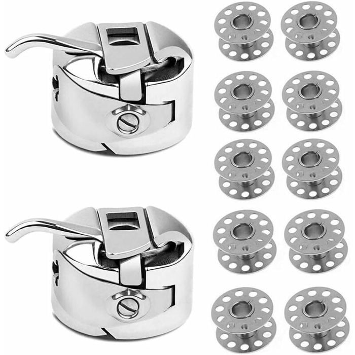 Lot de 10 Canettes de Machine à Coudre en Métal + 2 Boîtes à Canette ...