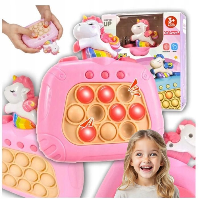 Jeu sensoriel Licorne Pop It à piles, lumières et sons, bulle rose ...