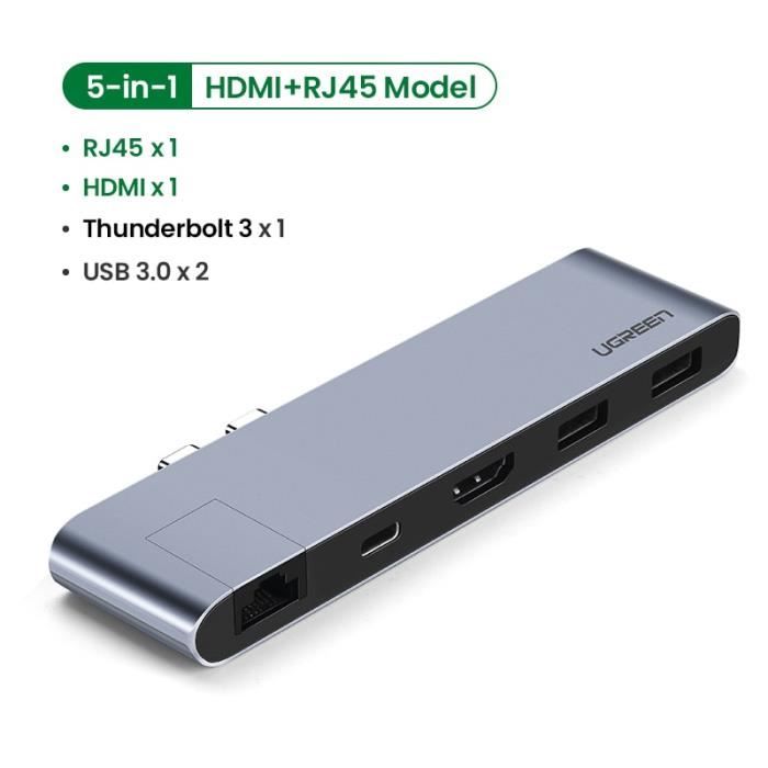 5-en-1 HDMI RJ45 - UGREEN-Hub USB type-c, HDMI, adaptateur pour MacBook ...