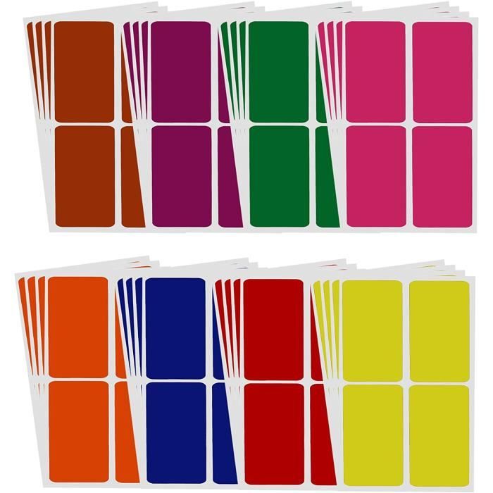 Gommettes Étiquettes Autocollantes Rectangulaires \u2013 8 Couleurs ...