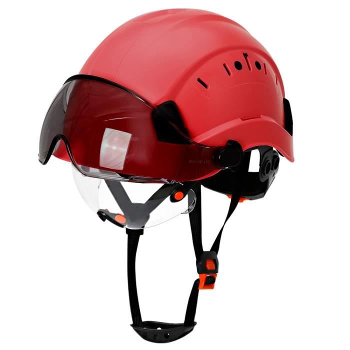 Rouge - Casque de sécurité de construction CE avec visière, Lunettes ...