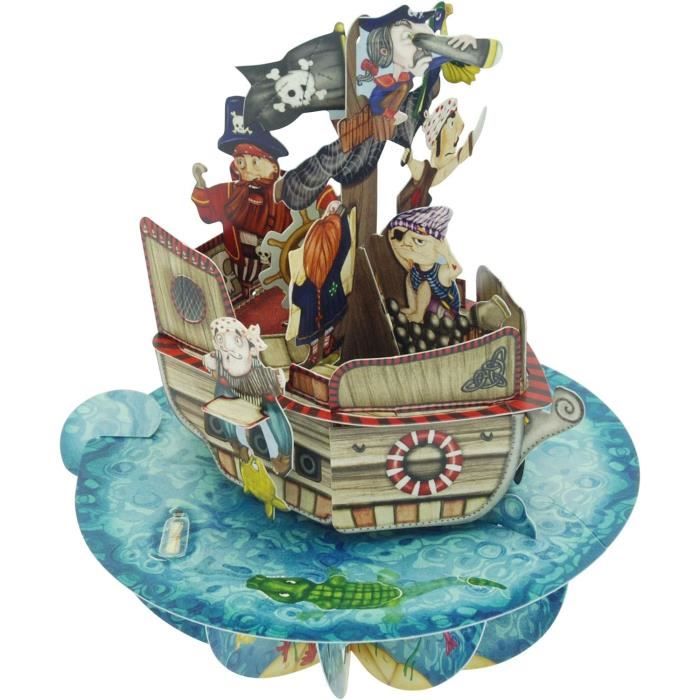 Carte D'Anniversaire Et De Vœux Pop-Up 3D Motif Bateau Pirate Pirouette ...
