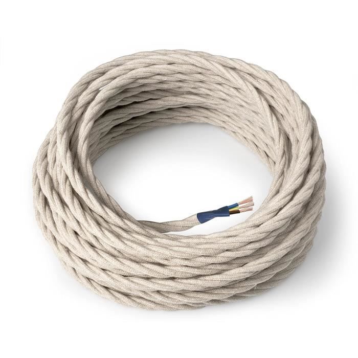 Câble Électrique Textile Couleur Ecru, Torsadé, Chanvre, 1 Mètre, Avec ...
