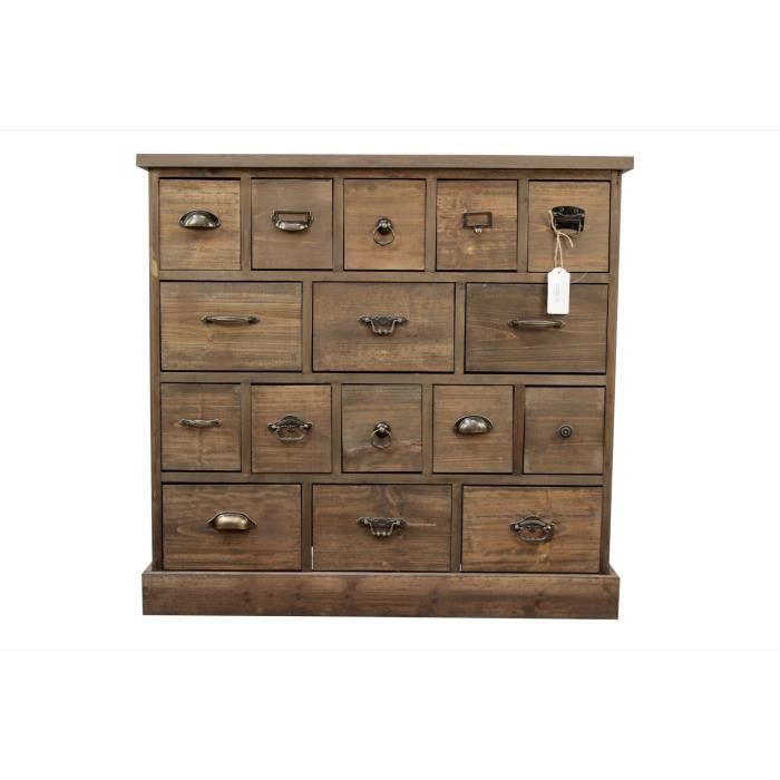 Meuble Semainier Chiffonnier Grainetier Bois 16 Tiroirs 96x35x92cm ...