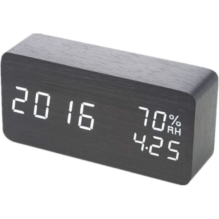 Radio Reveil Bois Reveil Bois LED Horloge Reveil Matin Horloge LED ...