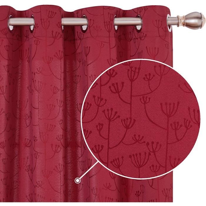 Deconovo Lot de 2 Rideaux Oeillets pour Chambre Rideaux Salon Rouge ...