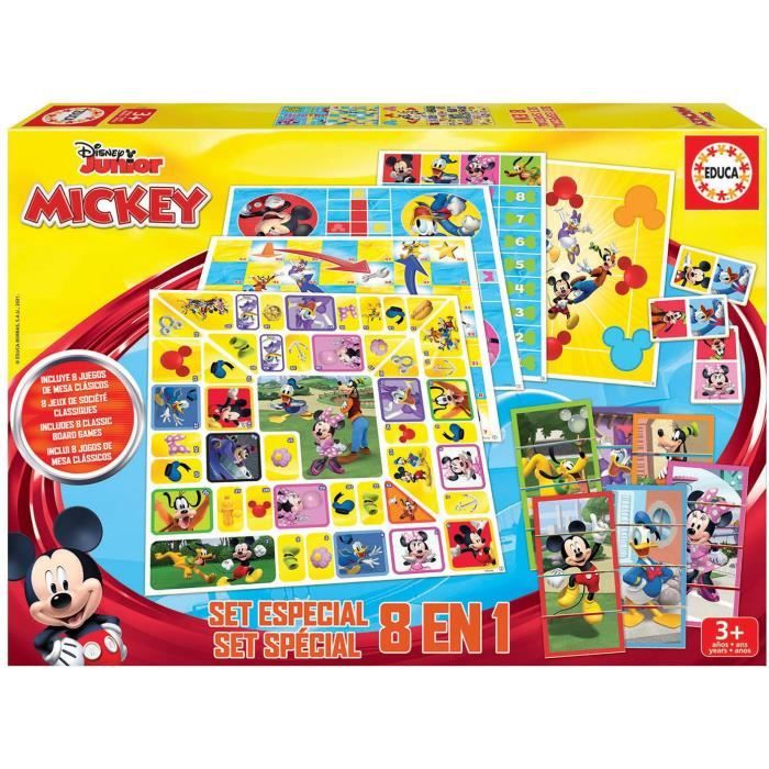 Set 8 en 1 Mickey & Friends - Jeu de société - EDUCA - Cdiscount Jeux ...