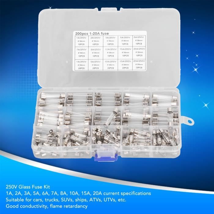 Fusibles En Verre Lot De 200 Fusibles De Voiture En Verre 250 V 5 X 20 Mm 6 X 30 Mm Pour ...