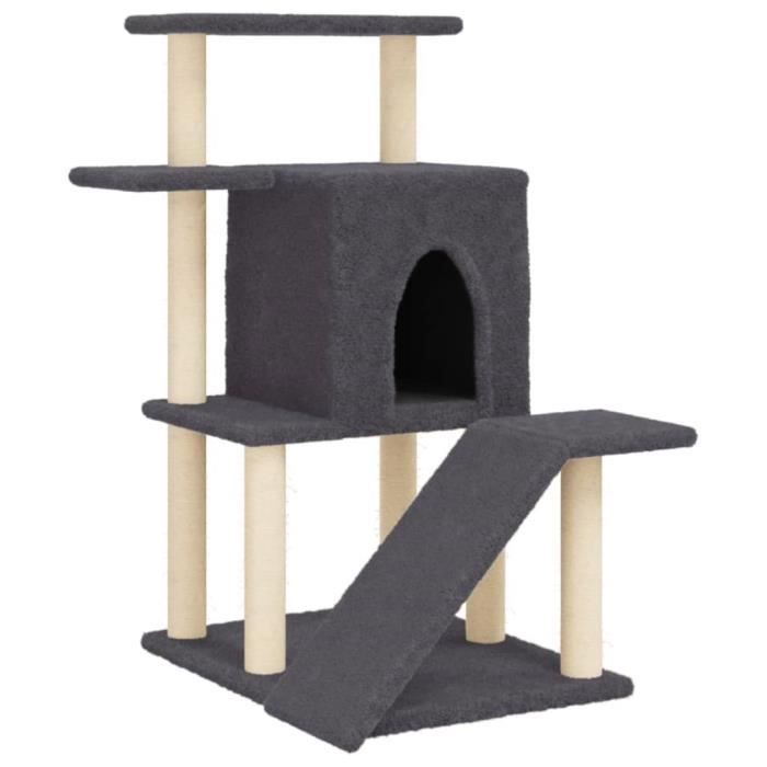 KEENSO Arbre à chat avec griffoirs en sisal gris foncé 97 cm 84506 ...